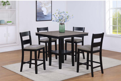 Lark Manor Rustic Farmhouse 5-Pc Counter Height Dining Set Square Table ...