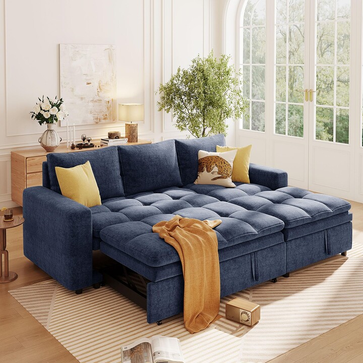 Livavege 89" Convertible L Shaped Sleeper Sofa with Pull Out Bed and ...