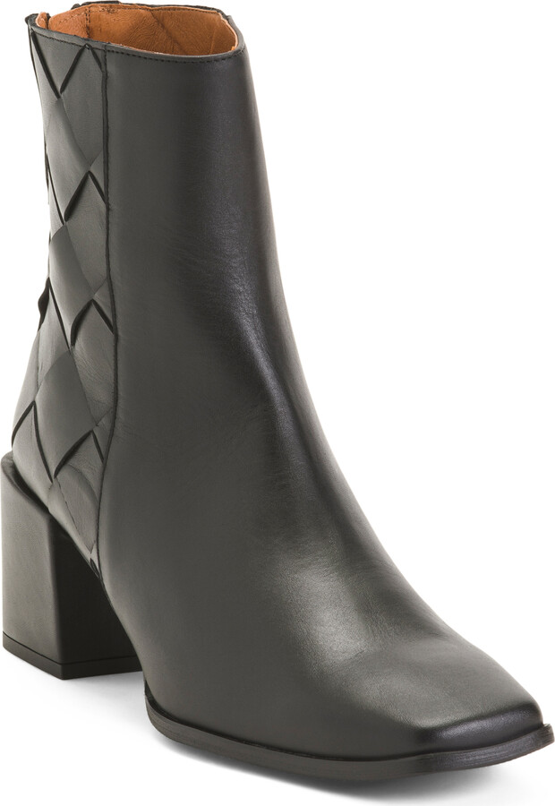 Angel Alarcon Made In Spain Leather Woven Back Detail Booties - ShopStyle