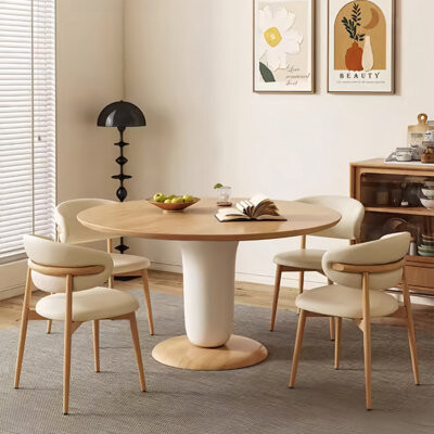Orren Ellis All Solid Wood Round Dining Table And Chairs Combined ...