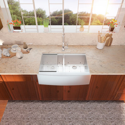 Lordear 33 x 22 Inch Farmhouse Stainless Steel Kitchen Sink 50/50 ...