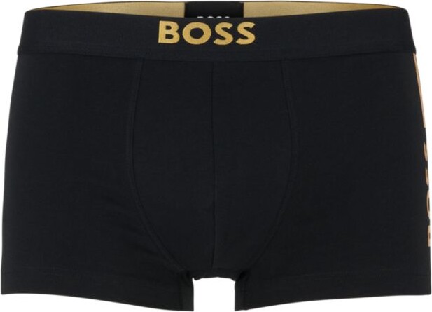 HUGO BOSS Stretch-cotton trunks with metallic-effect branding ...