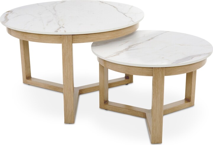 Agio Reid Outdoor Nesting Porcelain Top Coffee Tables (30" + 23 ...