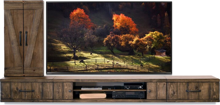 Etsy Rustic Wood Barn Door Floating Tv Stand Farmhouse Entertainment ...