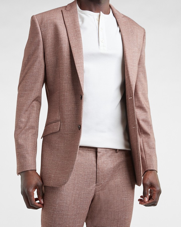 Express Slim Textured Rust Luxe Comfort Soft Suit Jacket - ShopStyle