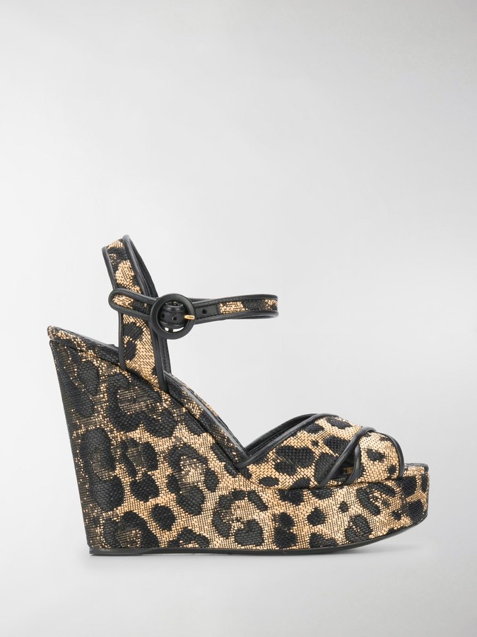 Dolce & Gabbana Leopard Print Wedge Heels - ShopStyle Sandals