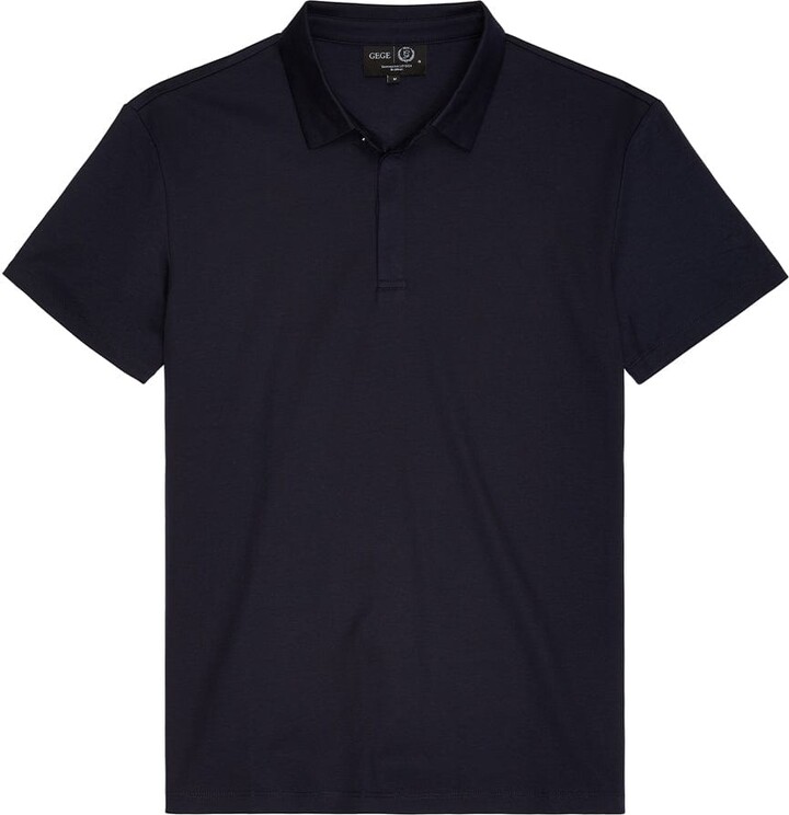 George BLACK - Tipped Polo Classic-Hem Navy - ShopStyle