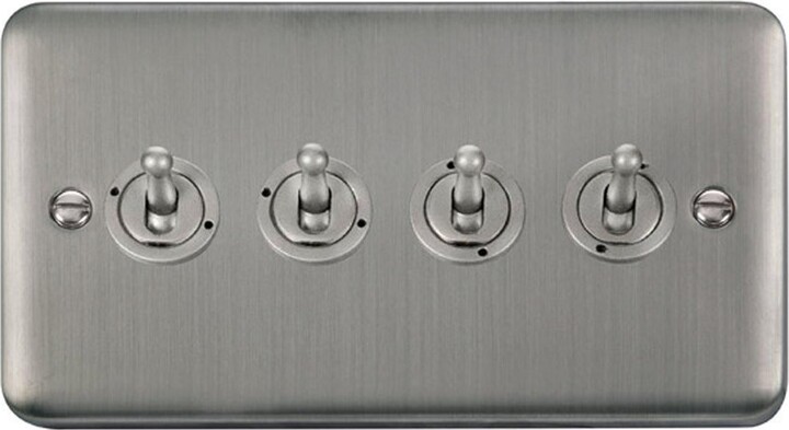 SE Home Curved Stainless Steel 4 Gang 2 Way 10AX Toggle Light Switch ...