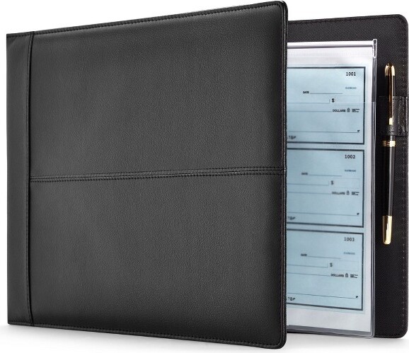 Juvale 7-Ring Black Business Check Binder for Checkbooks Organization ...