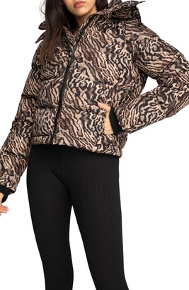 Good American Leopard Print Down Puffer Jacket - ShopStyle