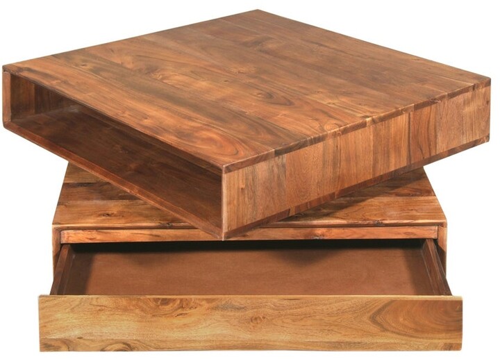Overstock 32 Inch Square Box Design Wooden Coffee Table with Swivel ...