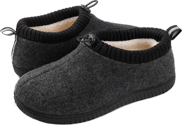 ULTRAIDEAS Men's Cozy Memory Foam Woolen Slippers with Elasticated ...
