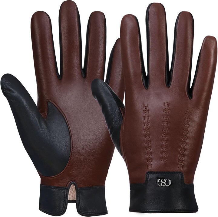 GSG SINCE 1998 GSG Mens Genuine Leather Gloves Cashmere Lined ...