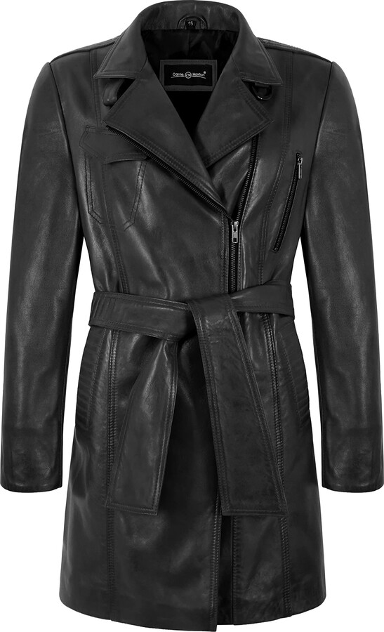 Smart Range Leather Womans Leather Coat ELEGANT Collared Cross Zip Real ...