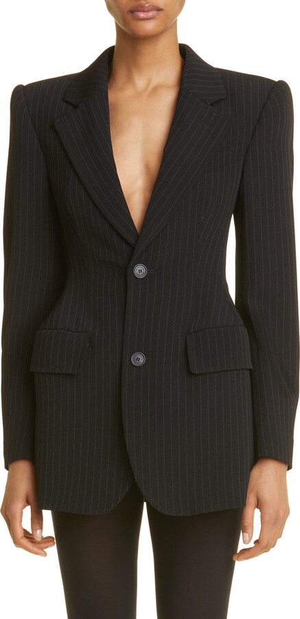 Balenciaga Hourglass Pinstripe Stretch Wool Blazer - ShopStyle