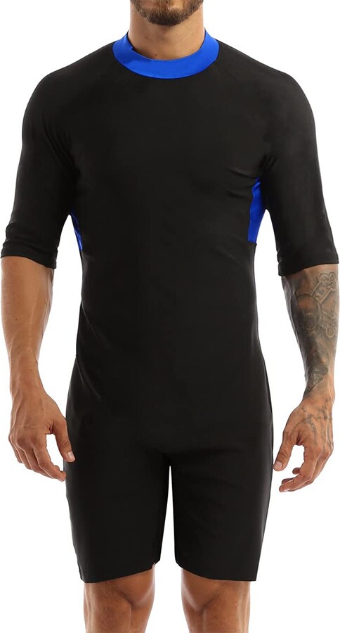 Manyakai Mens One Piece Swimsuit Shorty Wetsuit Swimming Unitard ...