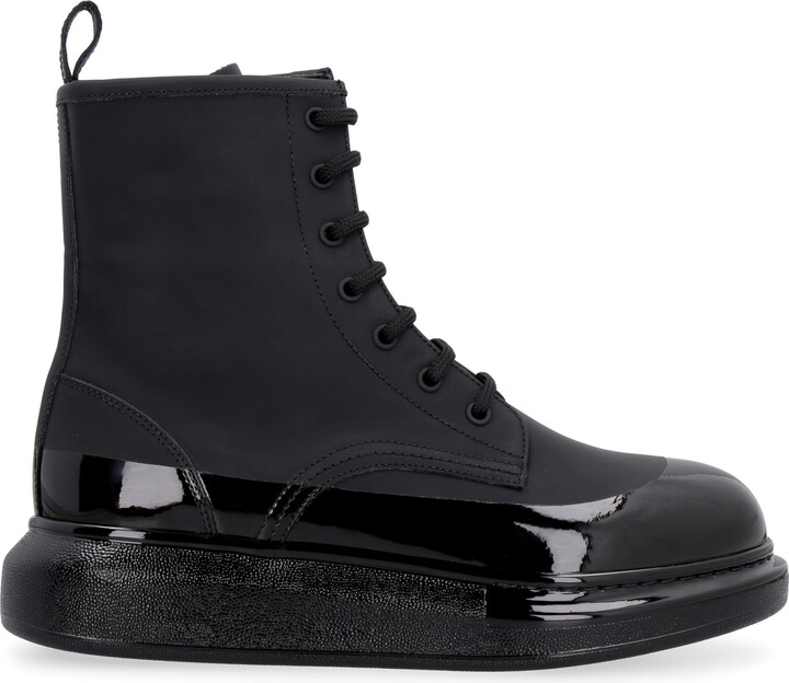 Alexander McQueen Varnish Detail Combat Boots - ShopStyle