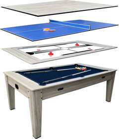 RACK Pool Tables Rack Luxor 7.5-foot 4-in-1 Multi-game Swivel Billiard ...