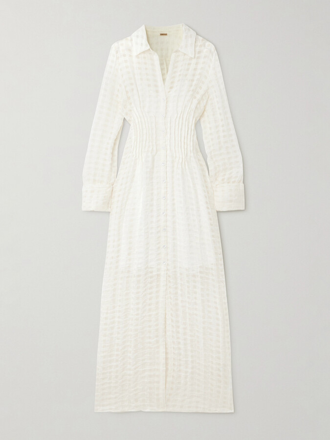 Cult Gaia Pernille Checked Textured Woven Coverup - Off-white - ShopStyle