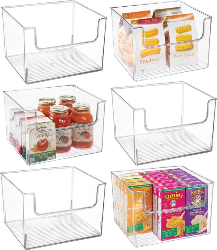 mDesign Plastic Kitchen Storage Organizer Bin with Open Front - 6 Pack ...