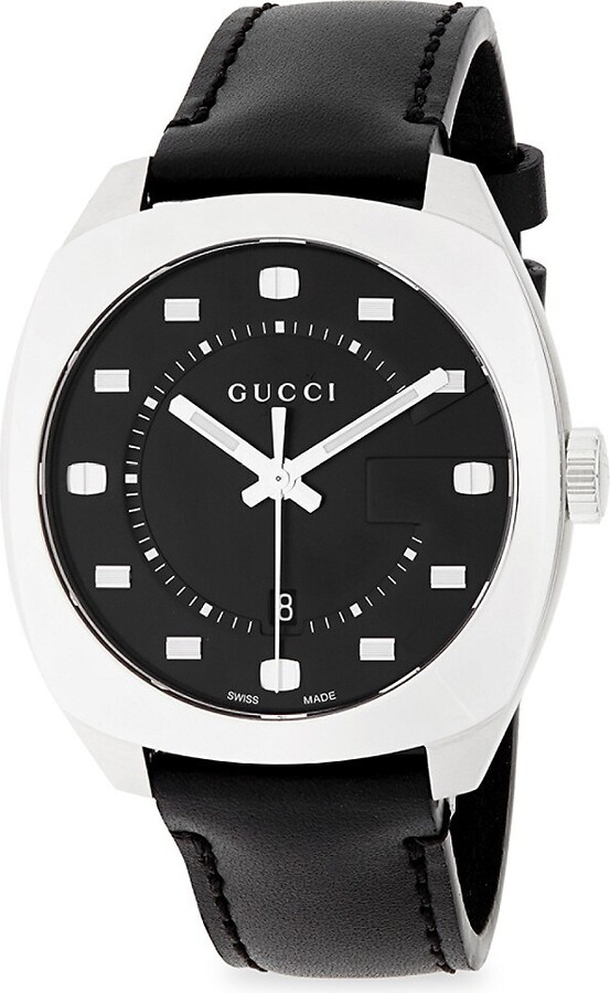 Gucci Stainless Steel Analog Leather Strap Watch - ShopStyle