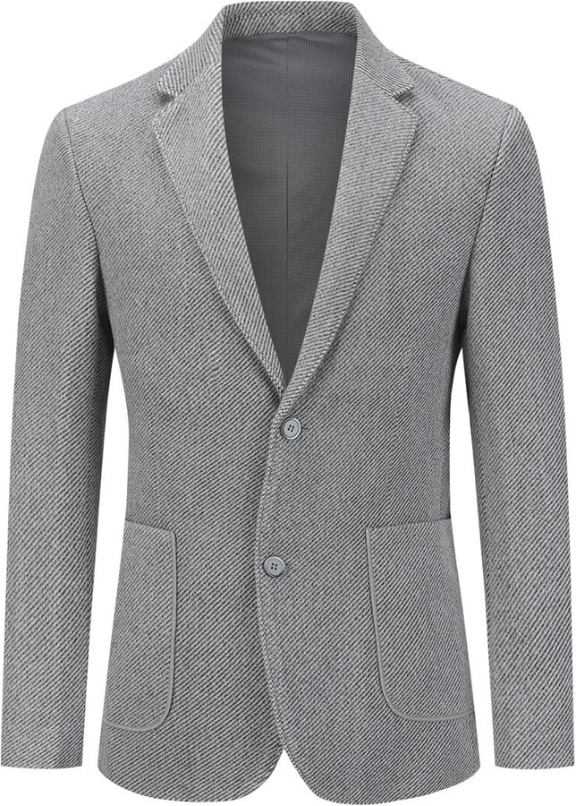 Allthemen Mens Tweed Check Blazer Herringbone 2 Buttons Slim Fit Suit ...