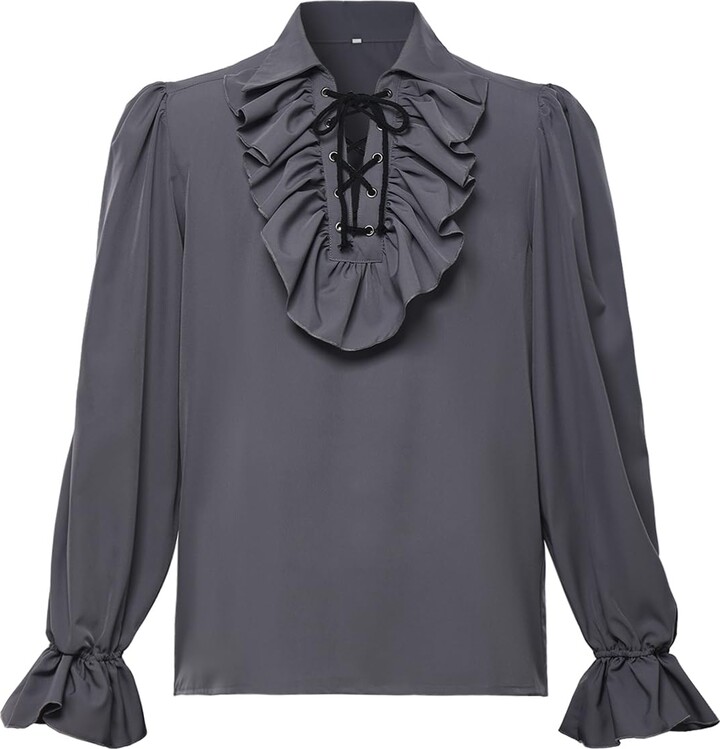 GRACEART Mens Pirate Shirt Ruffle Colonial Shirt Renaissance Poet ...