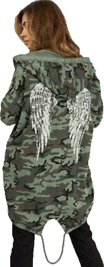 MISS BOHO CHIC Women's Sequin Angel Wings Back Over-Sized Hoodie Jacket ...