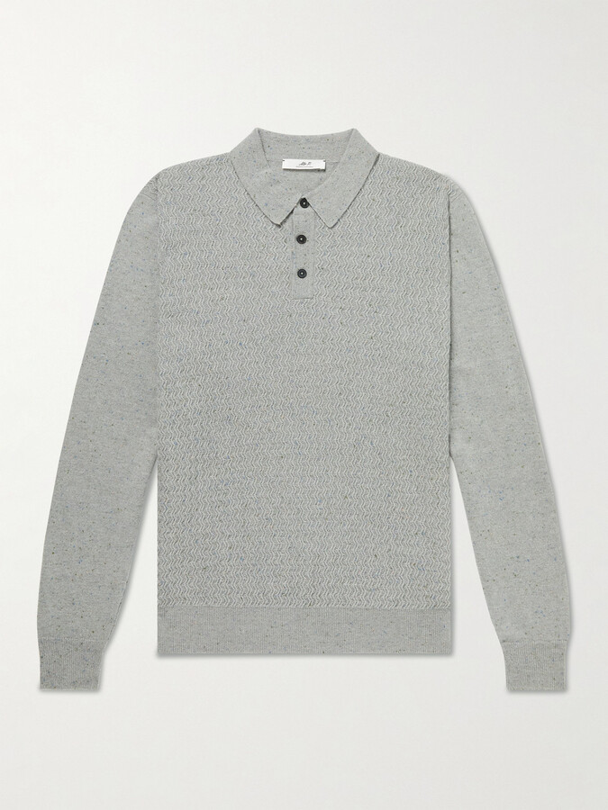 Mr P. Racking Stitch Donegal Wool Polo Shirt - ShopStyle