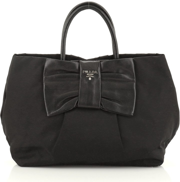Prada Bow Tote Tessuto with Leather Small - ShopStyle