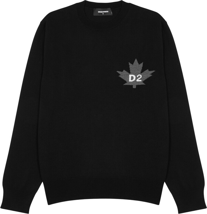 DSQUARED2 Logo-intarsia Wool Jumper - ShopStyle Crewneck Sweaters