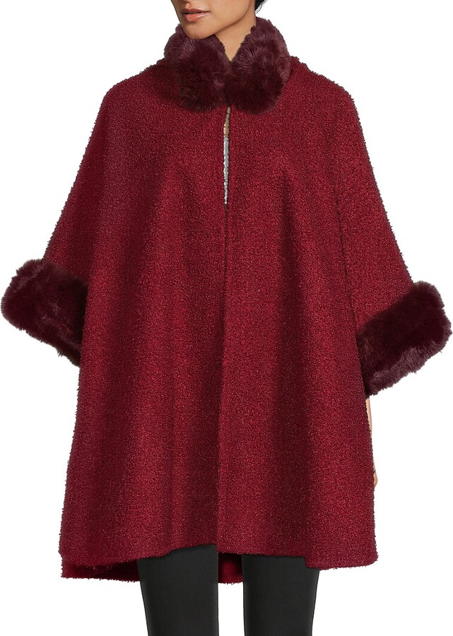 Patrizia Luca Hooded Faux Fur Trim Cape - ShopStyle