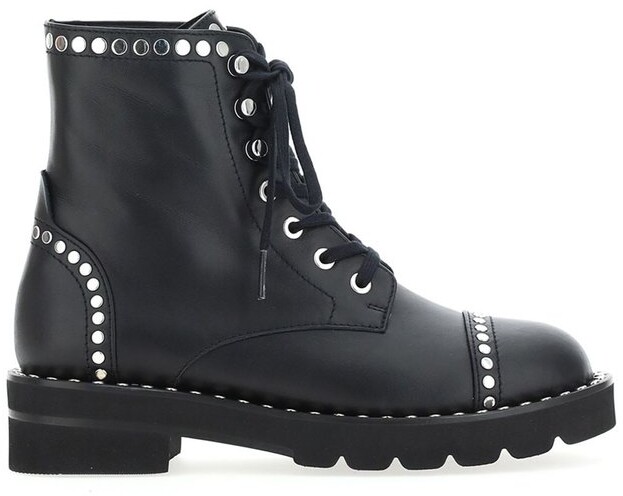 Stuart Weitzman Studed Lace-Up Boots - ShopStyle