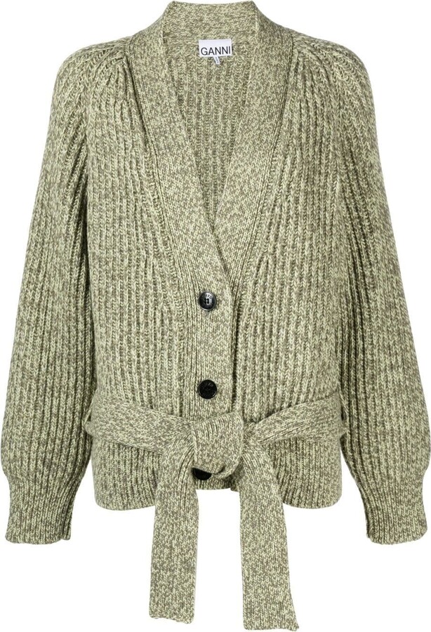 Ganni Rib-Knit Belted Cardigan - ShopStyle