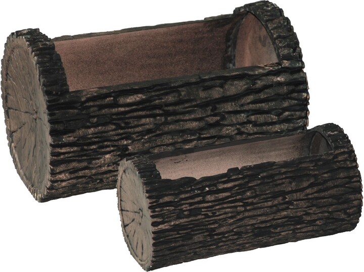 simpa Woodland Trunk Style Plastic Trough Planters - Set of 2 ...