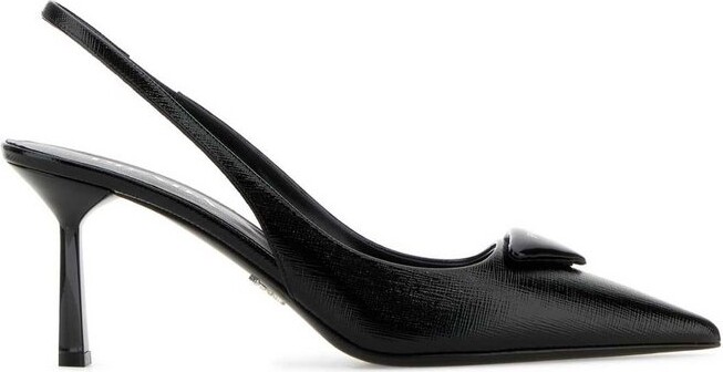 Prada Logo Plaque Pointed-Toe Slingback Pumps - ShopStyle