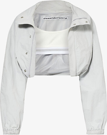 Alexander Wang Womens Microchip Funnel-neck Cropped hell Jacket - ShopStyle