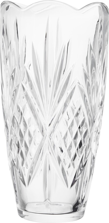 Premier Housewares Modern Crystal Scalloped Vase,Unique Clear Embossed ...