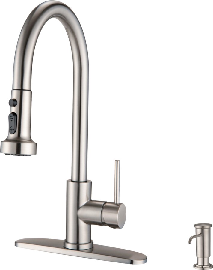 Simplie Fun Stainless Steel Pull Down Kitchen Faucet with Soap ...
