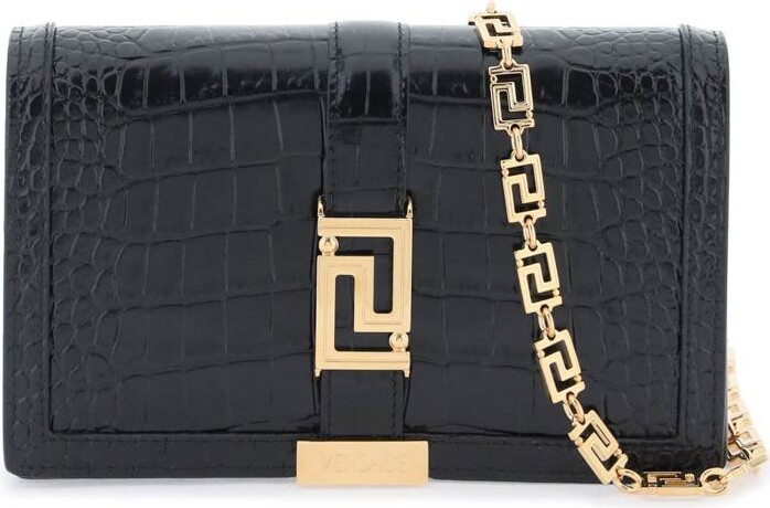 Versace croco-embossed leather greca goddes crossbody bag - ShopStyle