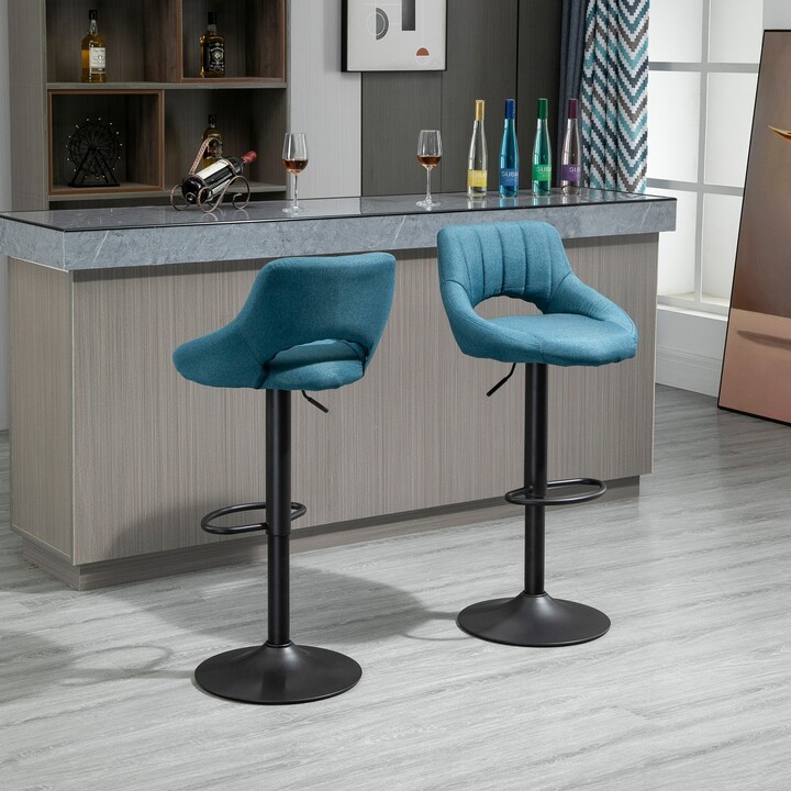 HOMCOM Modern Bar Stools Set of 2 Swivel Bar Height Chairs with ...