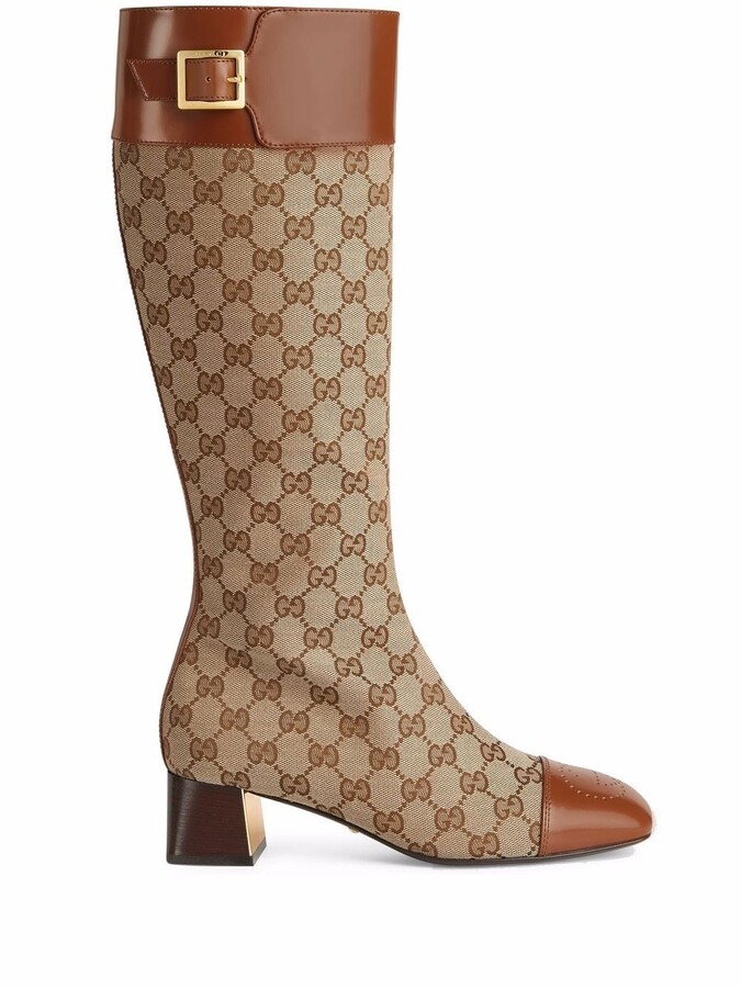 Gucci knee-high GG boots - ShopStyle