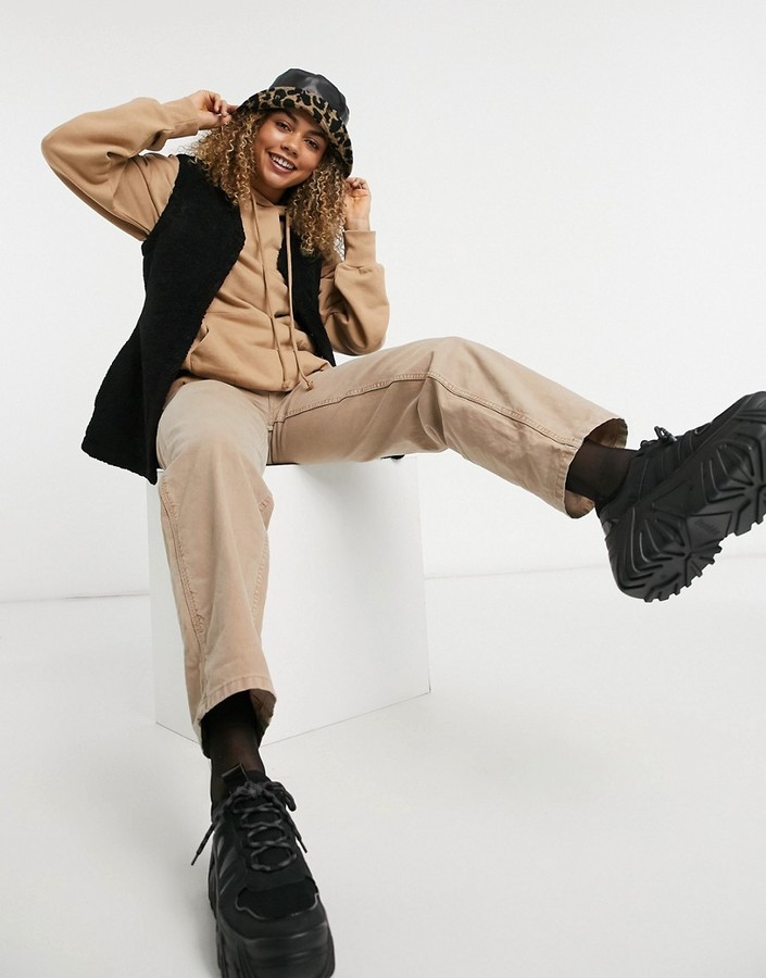 Weekday Linnea textured teddy vest in black - ShopStyle