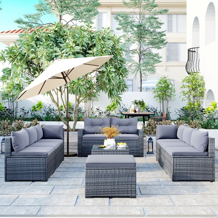 RASOO 9-Piece Modern Outdoor Wicker Sofa Set - ShopStyle
