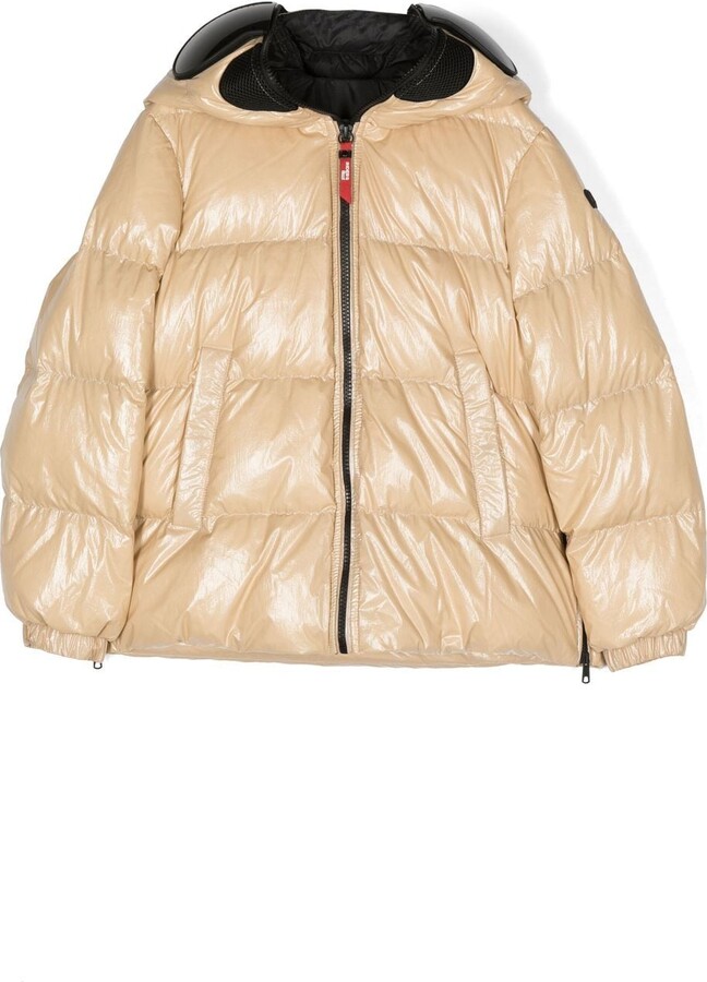 AI Riders on the Storm Young High-Shine Hooded Puffer Jacket ...