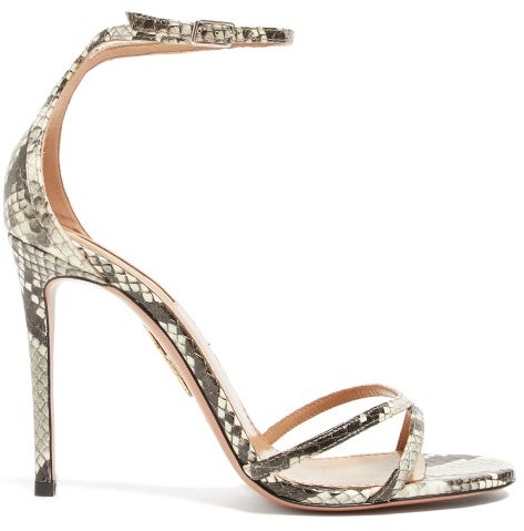 Aquazzura Purist 105 Python-effect Leather Sandals - Python - ShopStyle