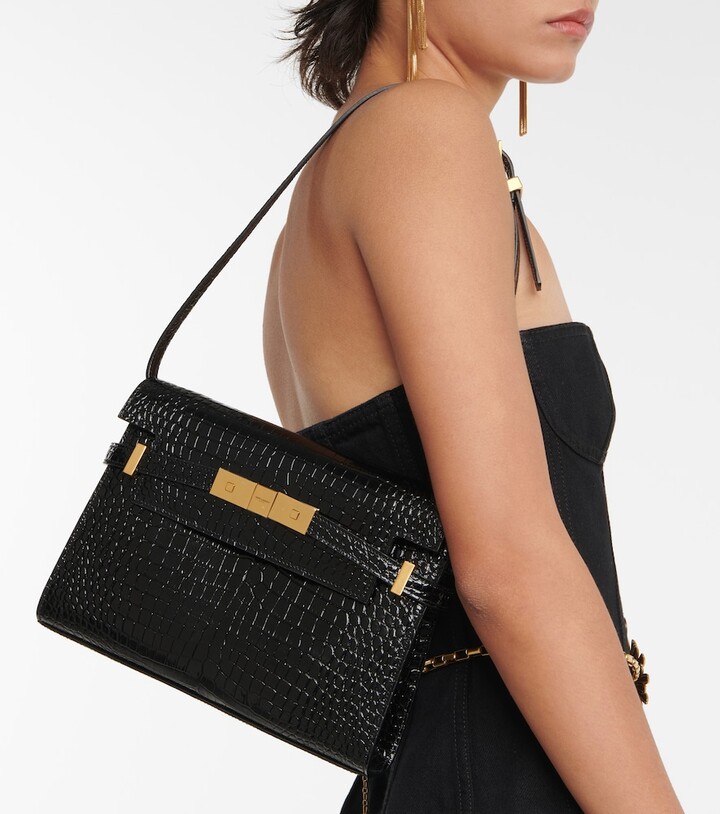 Saint Laurent Manhattan Small croc-effect leather tote - ShopStyle