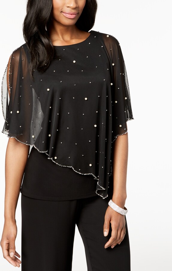 MSK Embellished Asymmetrical Overlay Top - ShopStyle