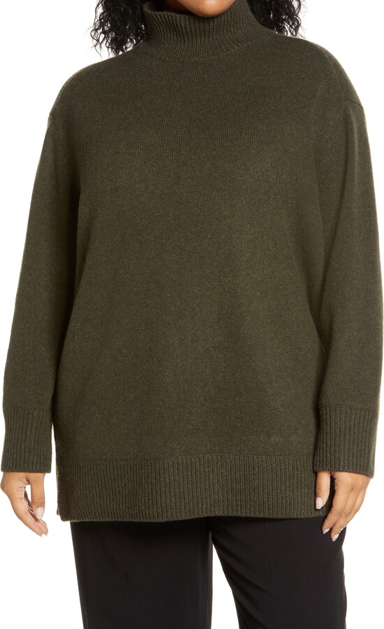 Vince Side Slit Funnel Neck Cashmere Sweater - ShopStyle