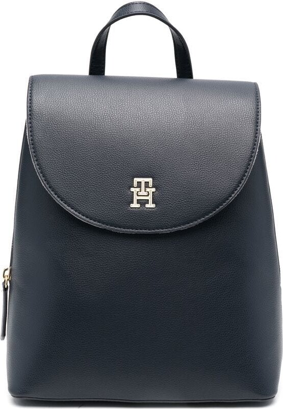 Tommy Hilfiger Monogram-Plaque Grained Backpack - ShopStyle